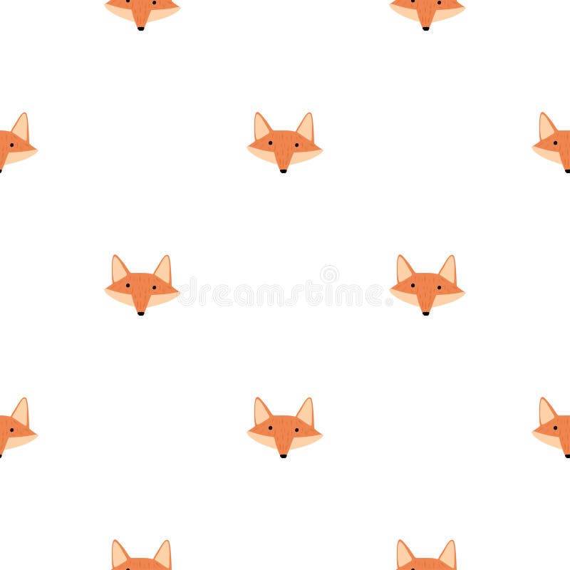 Fox Pattern Seamless in Freehand Style. Head Animals on Colorful ...