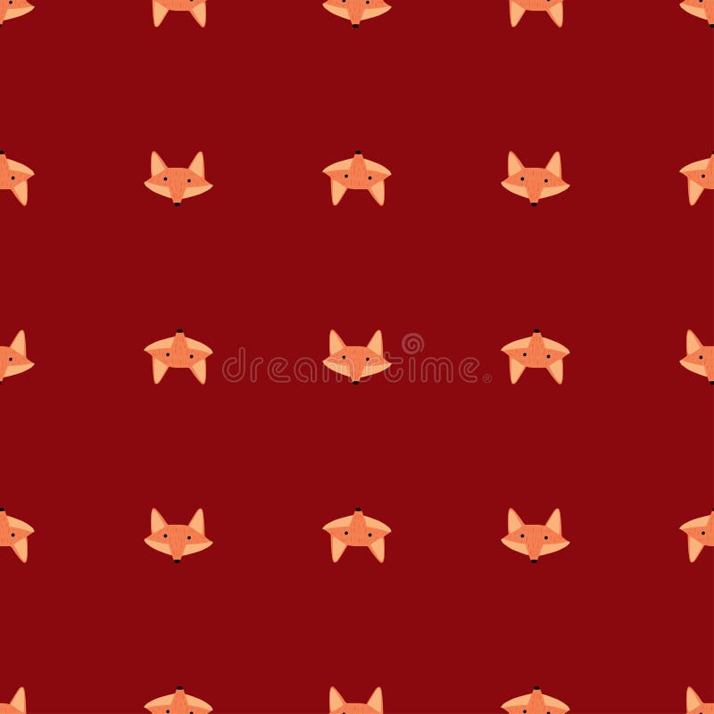 Fox Pattern Seamless in Freehand Style. Head Animals on Colorful ...