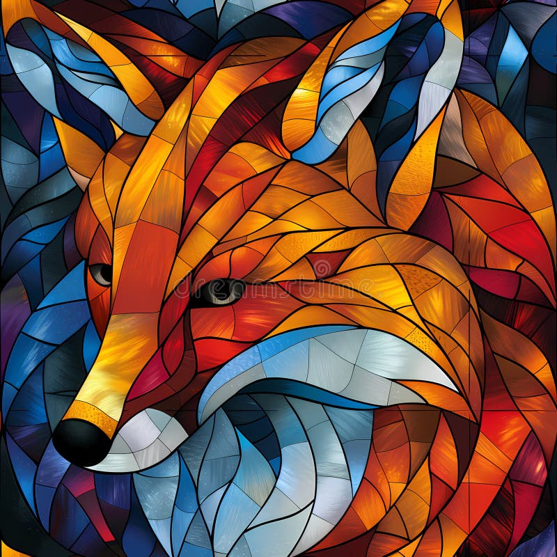A Fox Pattern in the Style of Stained Glass, AI Generated. Stock ...