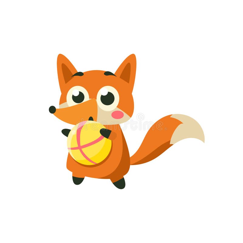 Fox Playing Ball stock vector. Illustration of yellow - 70833405