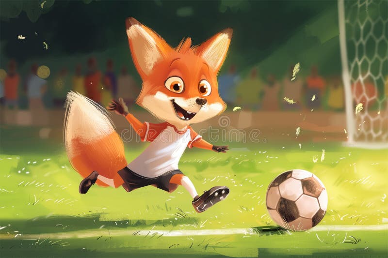 Fox playing football stock illustration. Illustration of midfielder ...