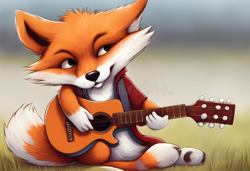 Fox playing guitar stock illustration. Illustration of player - 305770878