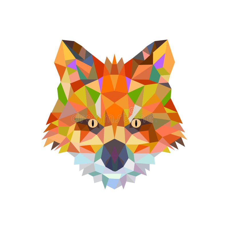 Fox in Polygonal Style on a White Background, Geometric Pattern Stock ...
