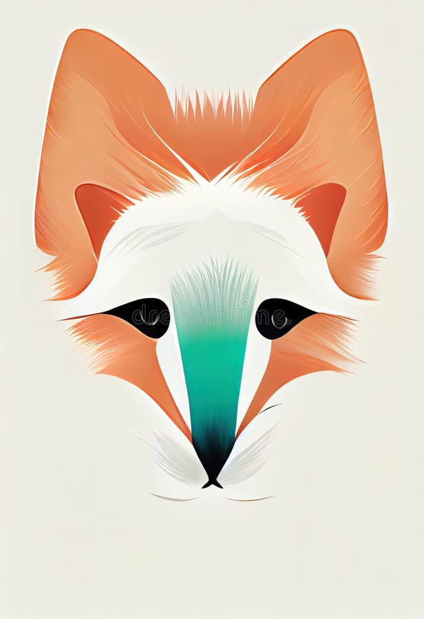 Fox Portrait Flat Illustration. Digital Illustration Based on Render by ...