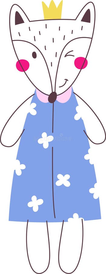 Fox Princess in Dress Outline Stock Vector - Illustration of design ...