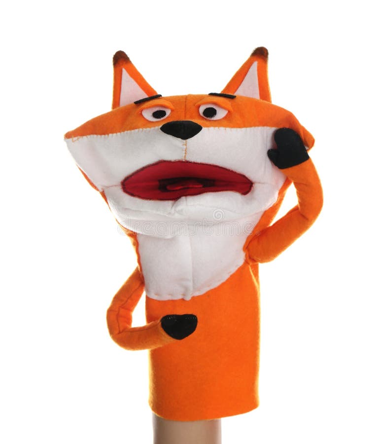Fox Puppet for Show on Hand Against White Background Stock Photo ...