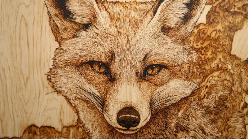 Fox Pyrography Created with Generative AI. Old Ancient Picture of ...