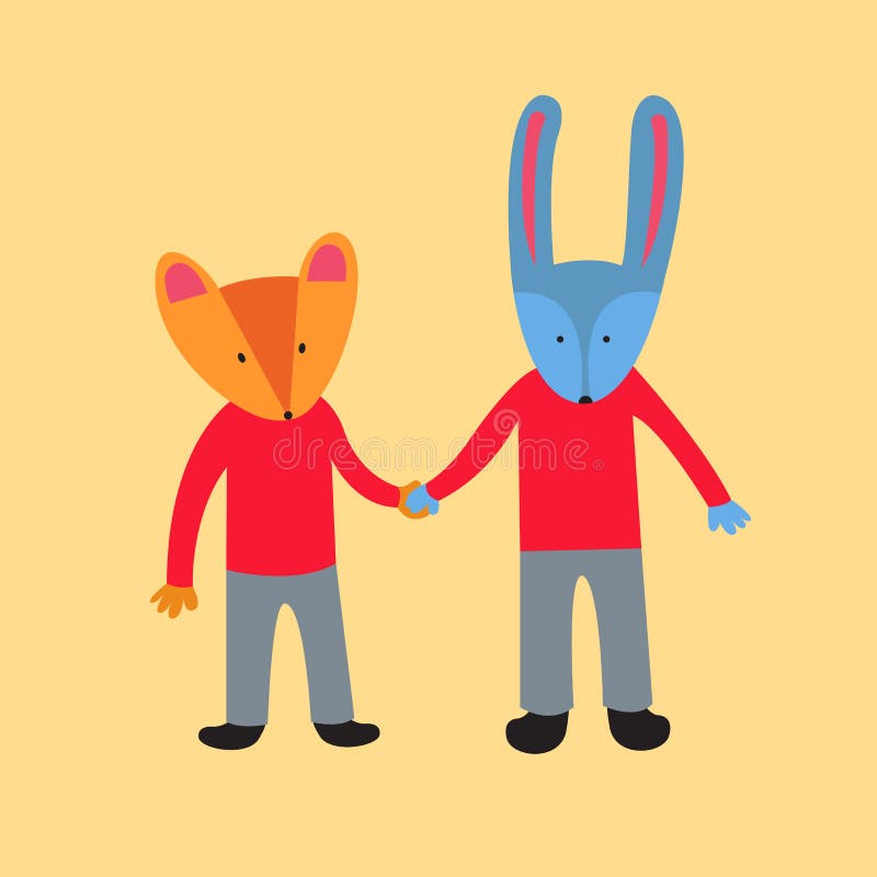 Fox and rabbit stock vector. Illustration of animal, baby - 55407765