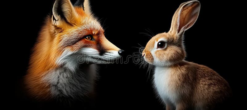 The Fox and the Rabbit a Study in Contrasting Wildlife Portraits on ...