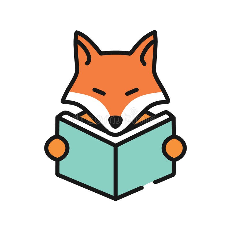 Fox Reading Book. Adorable Fox Focused on Reading a Book Stock Vector ...