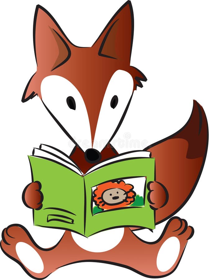 Fox reading stock illustration. Illustration of story - 44623085