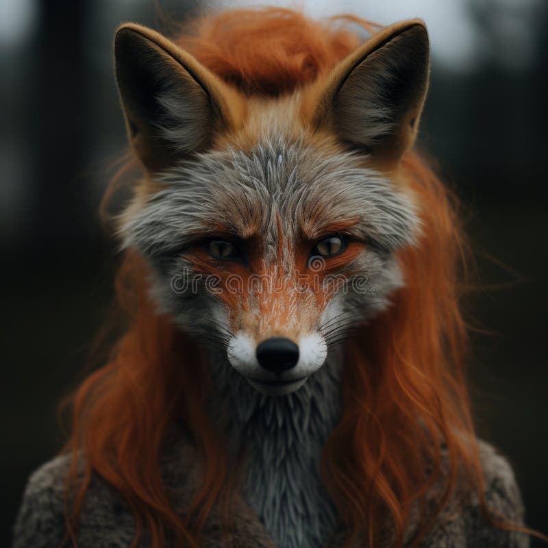 A fox with red hair stock illustration. Illustration of mammalian ...