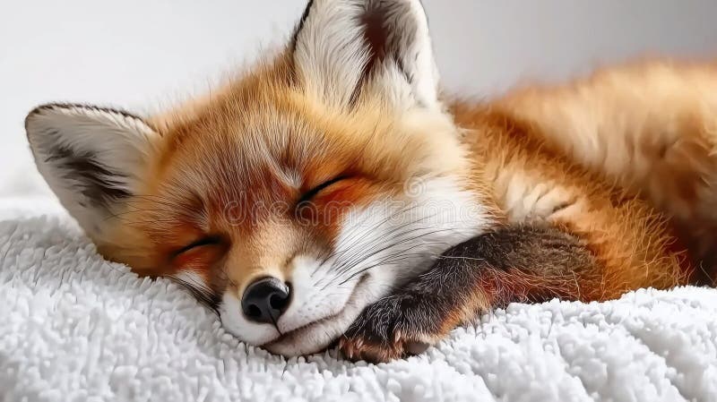 Fox Resting Peacefully on a Soft Surface with a Serene Stock Image ...