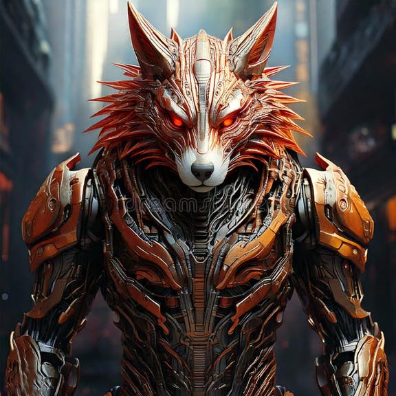 Fox Robot with Destructive Technology Stock Illustration - Illustration ...