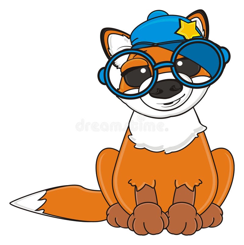 Fox in round glasses stock illustration. Illustration of fauna - 78158128
