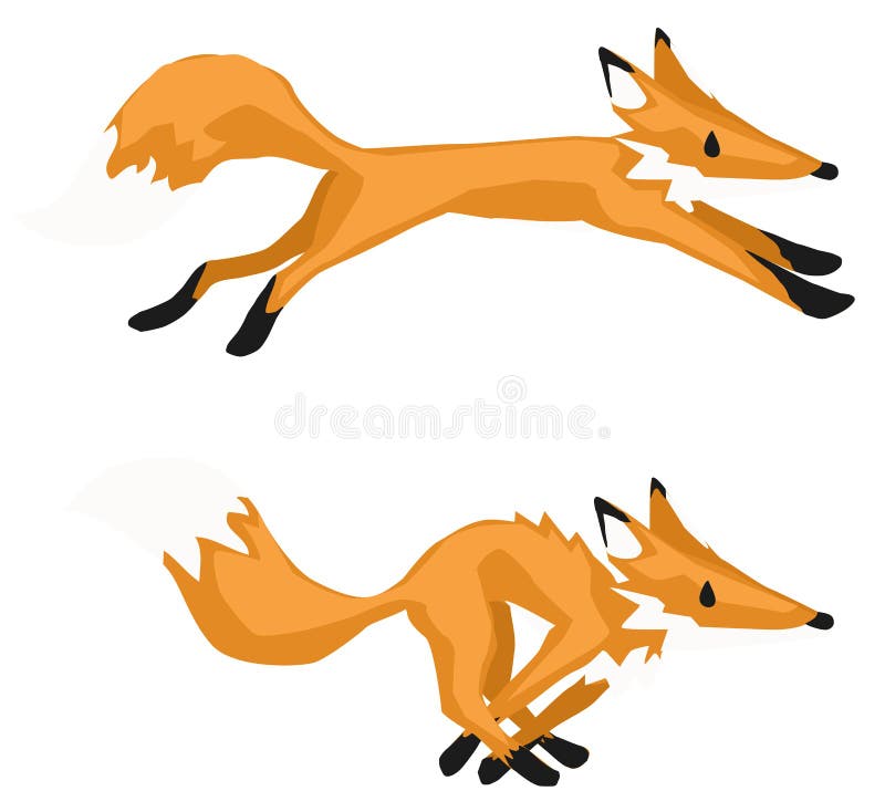 Fox Run Cartoon Design Element Stock Vector - Illustration of running ...