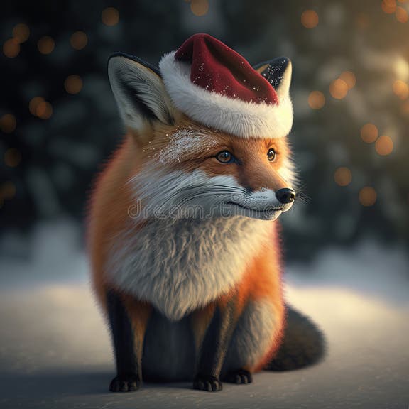 Fox with Santa Hat Illustration Generated by AI Stock Illustration ...