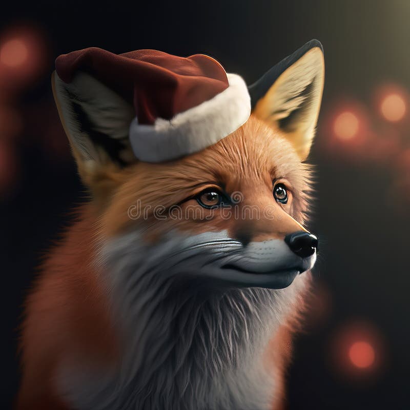 Fox with Santa Hat Illustration Generated by AI Stock Illustration ...
