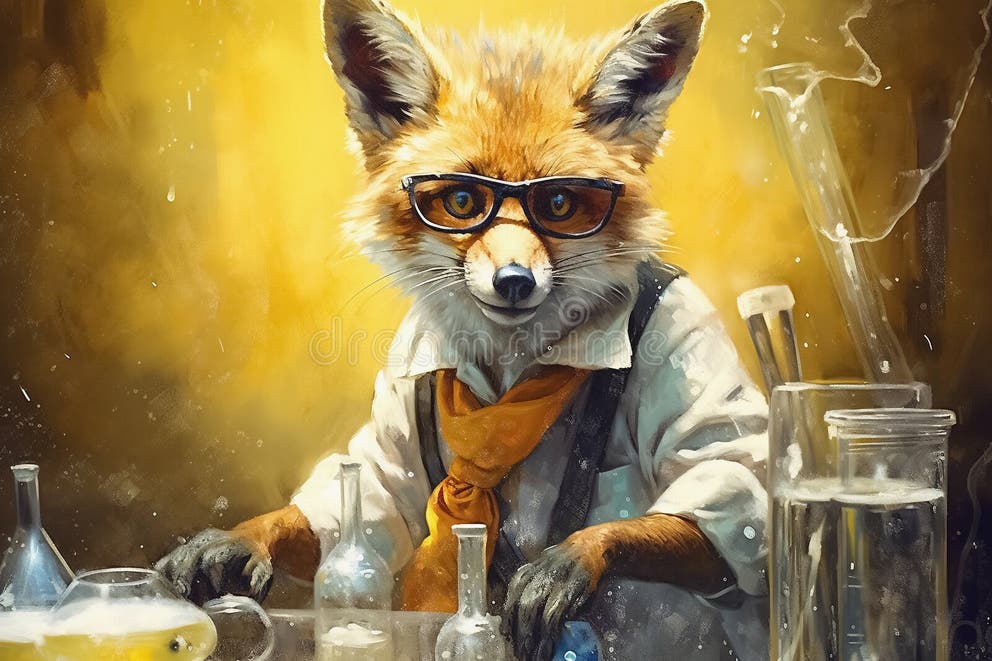 Fox scientist in the lab. stock illustration. Illustration of scientist ...