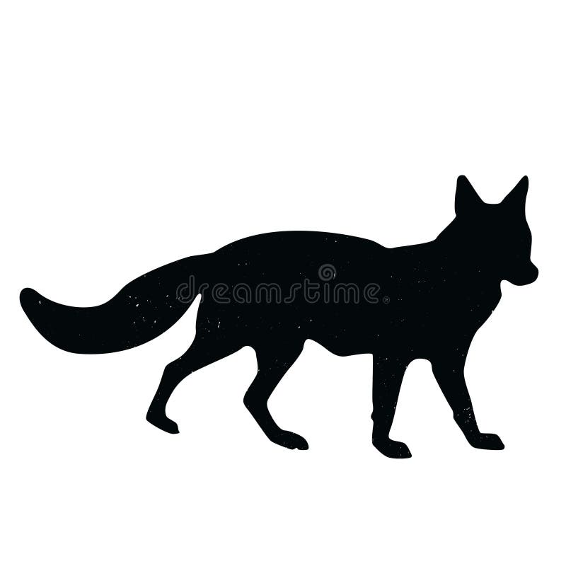 Fox Shadow Animal Icon Silhouettes Isolated on Dark Black Graphical in ...