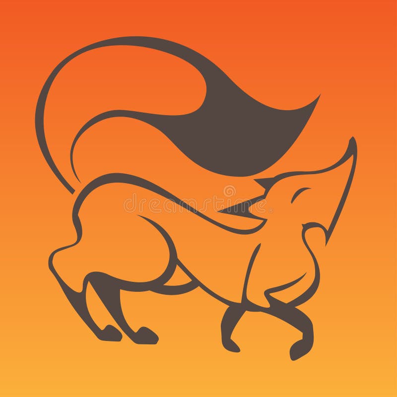 Fox sign in curve lines stock vector. Illustration of animal - 86361811