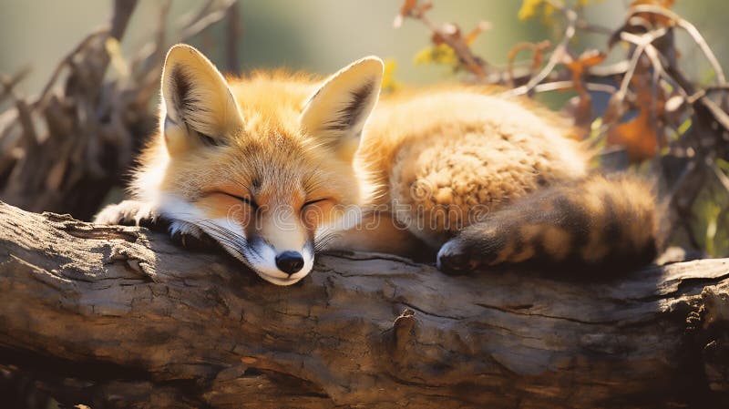 Fox Sleeping and Resting in Natural Habitat Stock Illustration ...