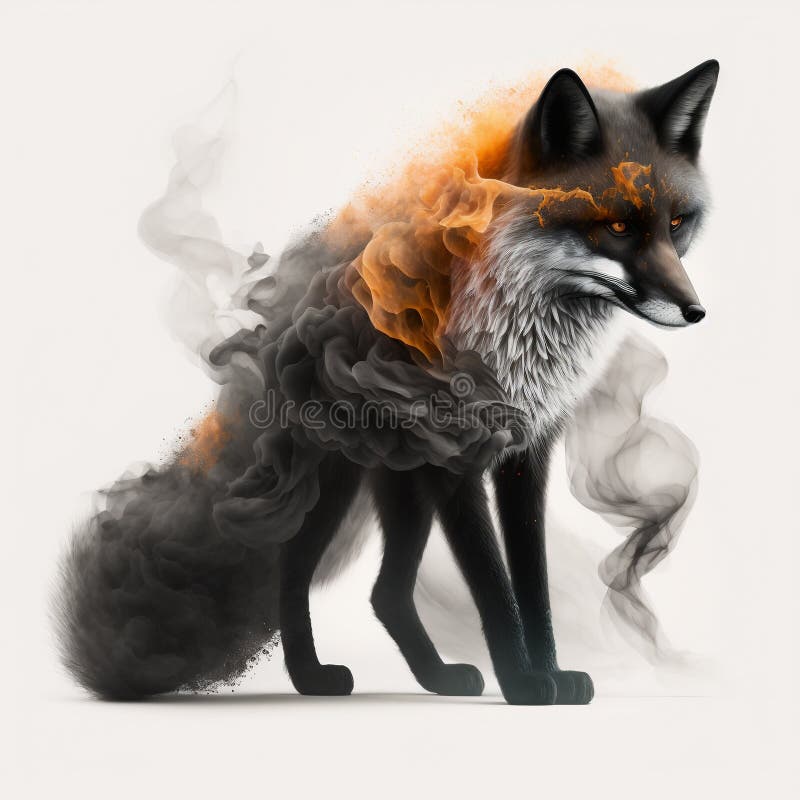 Fox with Smoke, Particles - Close Up - AI Generated Stock Illustration ...