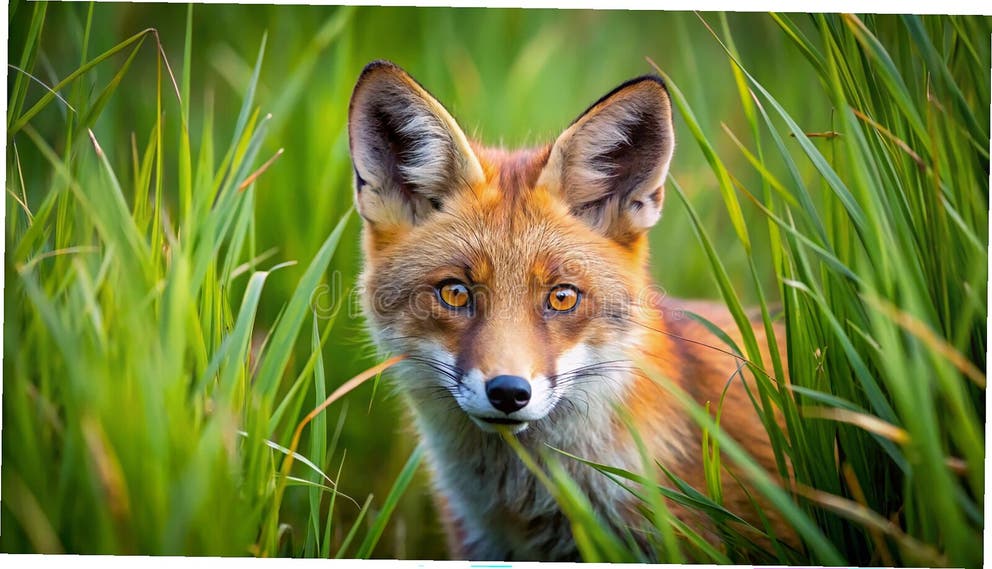 A Fox Sneaking through Tall Grass, Its Eyes Focused on Its Prey Stock ...