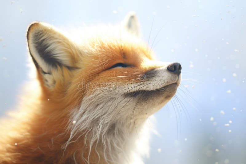 Fox Sniffing Air with Frosty Whiskers Stock Illustration - Illustration ...