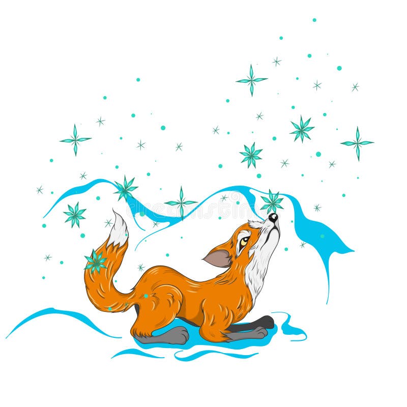 Fox and snow stock vector. Illustration of melt, gift - 198317336