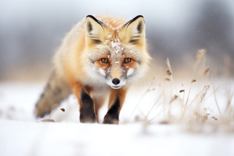 Fox with a Snowy Muzzle after Digging for Prey Stock Photo - Image of ...