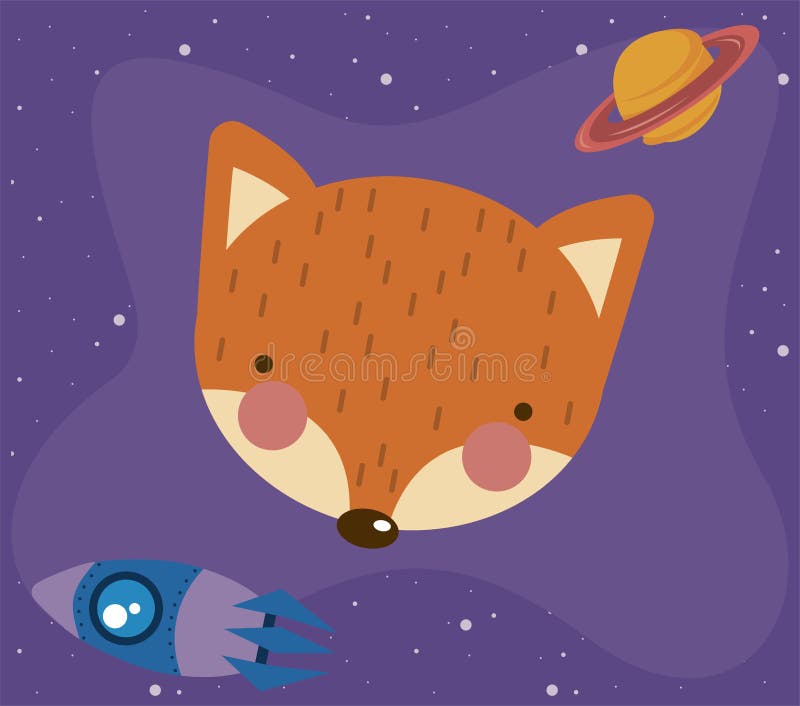 Fox in space stock vector. Illustration of wildlife - 212417199