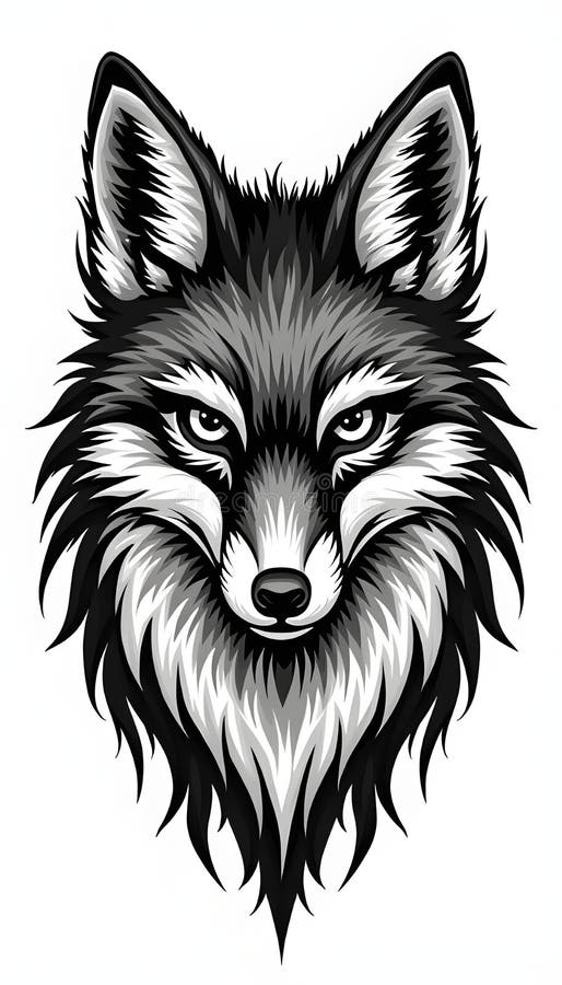 Fox Spirit in Symmetrical Design Stock Illustration - Illustration of ...