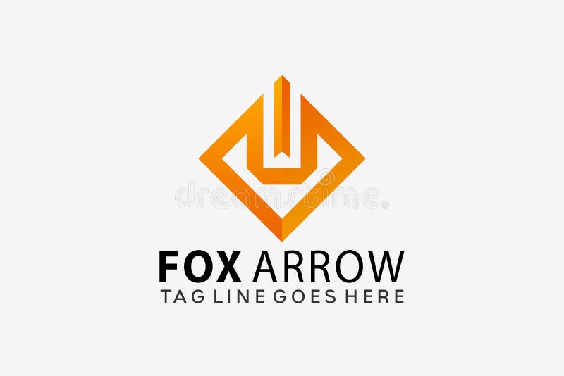 Fox Square Arrow Logo Design Vector Illustration Stock Vector ...
