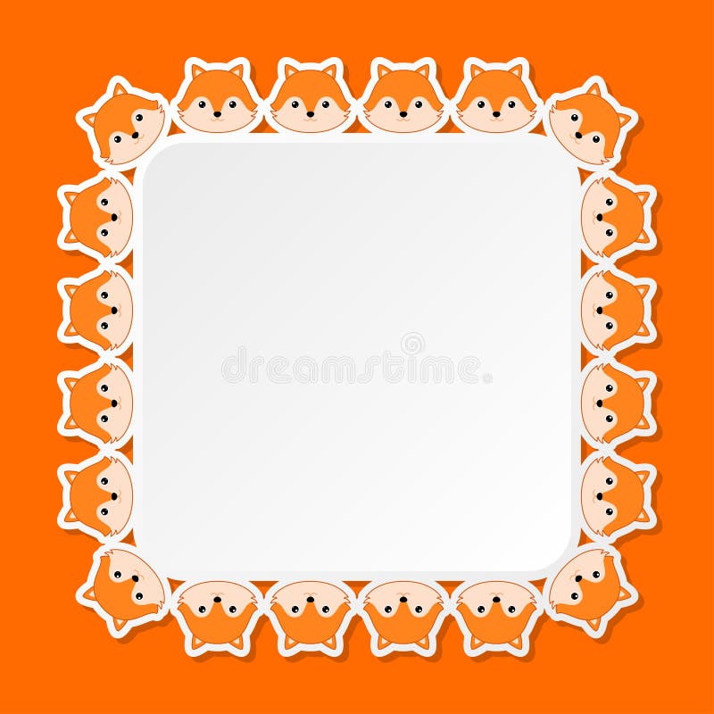 Fox with Square Frame for Banner, Poster, and Greeting Card Stock ...