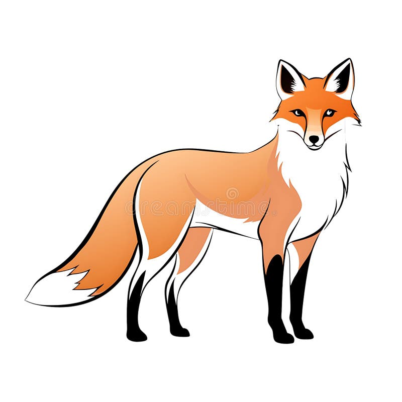 Fox Standing Gracefully on a Plain Background with Distinct Coloring ...