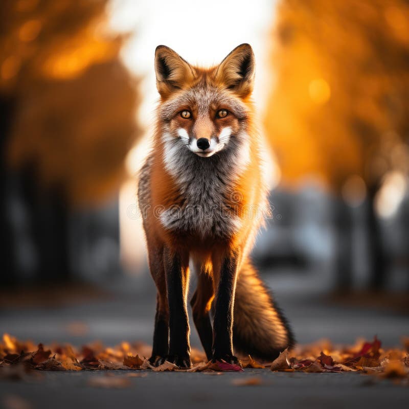 A Fox Standing on the Ground Stock Illustration - Illustration of bushy ...