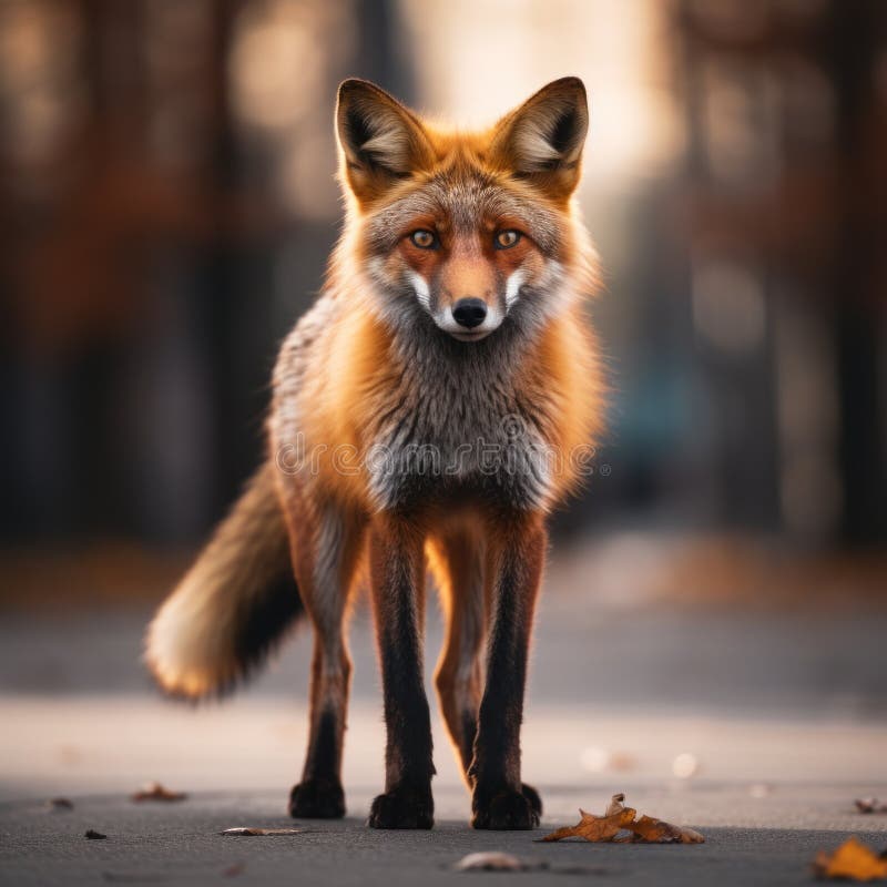 A Fox Standing on the Ground Stock Illustration - Illustration of brown ...