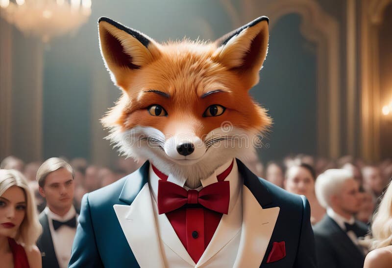 Fox Steals the Spotlight at a High-End Fashion Show Stock Illustration ...