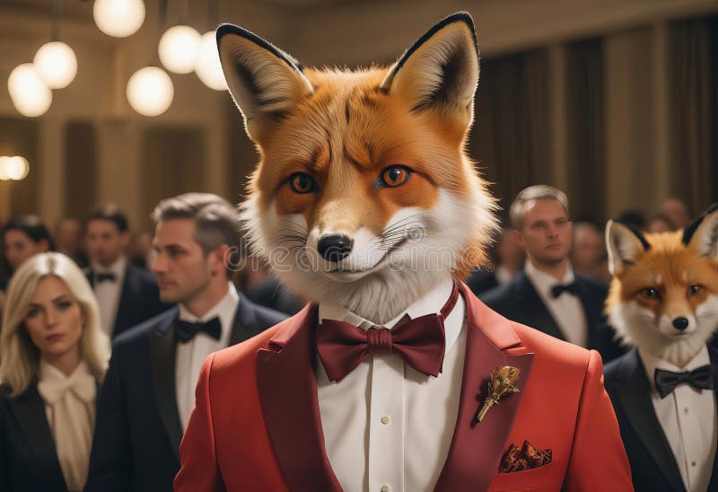 Fox Steals the Spotlight at a High-End Fashion Show Stock Illustration ...