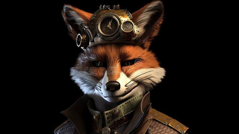 Fox Steampunk, Digital Art Illustration, Generative AI Stock Illustration - Illustration of ...