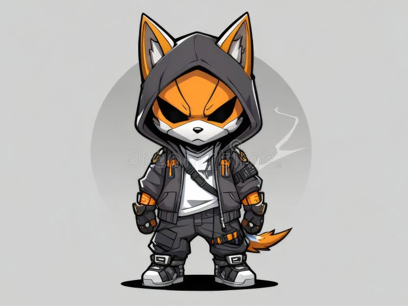 Fox Superhero, in Ninja Costume, in Drawing Style Stock Illustration ...