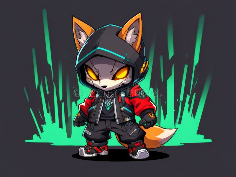Fox Superhero, in Ninja Costume, in Drawing Style Stock Illustration ...