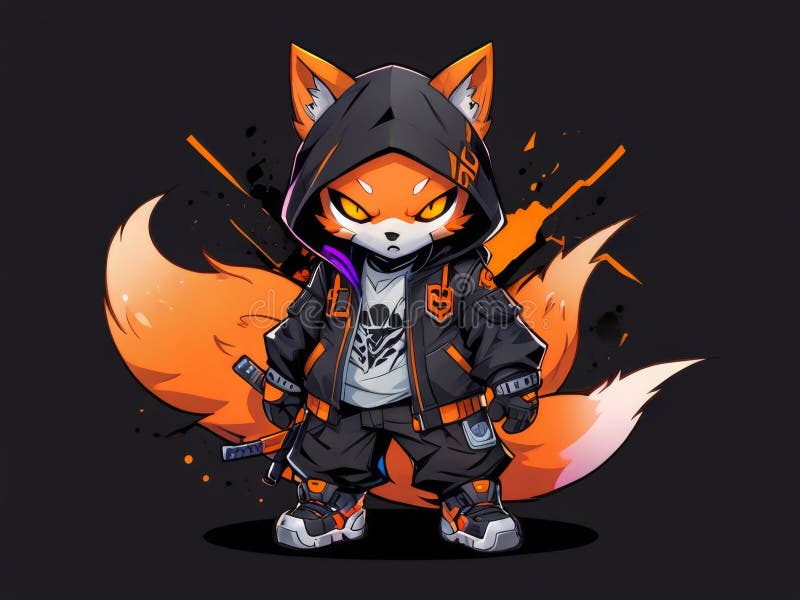 Fox Superhero, in Ninja Costume, in Drawing Style Stock Illustration - Illustration of space ...