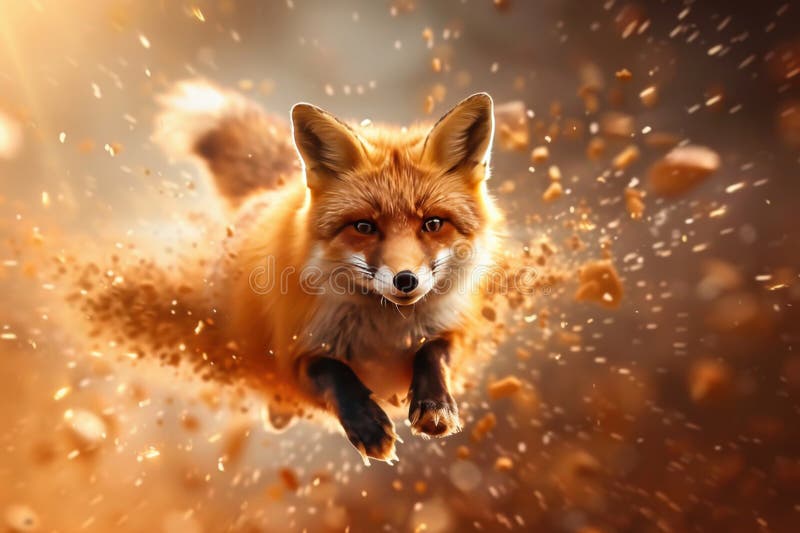 Fox in Superhero Pose in Dynamic Space Environment Stock Illustration ...