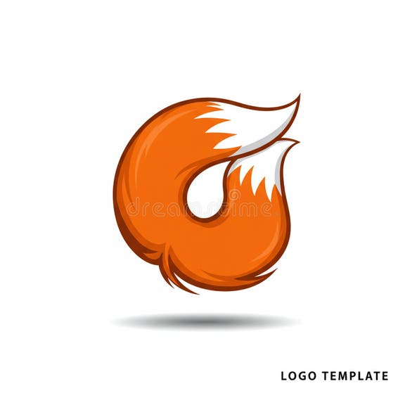 Fox Tail Logo Design Shaped into a Circular Pattern. the Tail is Bright Orange with a White ...