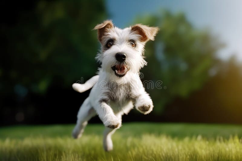 Fox Terrier Running on Green Grass, AI Generative Stock Illustration ...