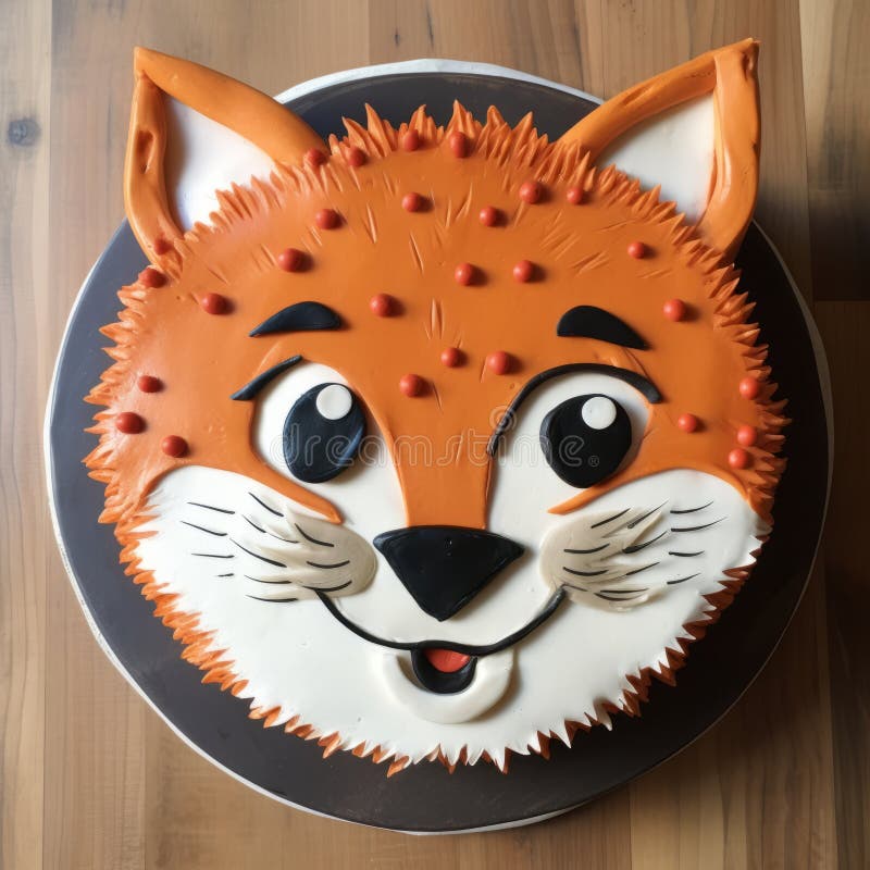 Fox Theme Rice Pudding Face Cake with Comic Cartoon Style Stock Image ...