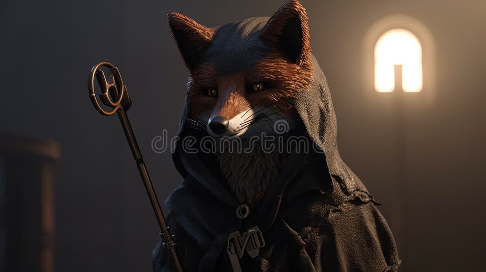 Fox Thief, Digital Art Illustration, Generative AI Stock Illustration ...