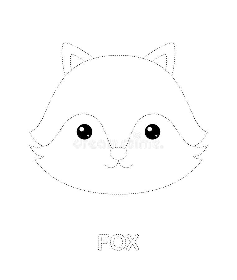 Fox Tracing Worksheet for Kids Stock Vector - Illustration of learn ...